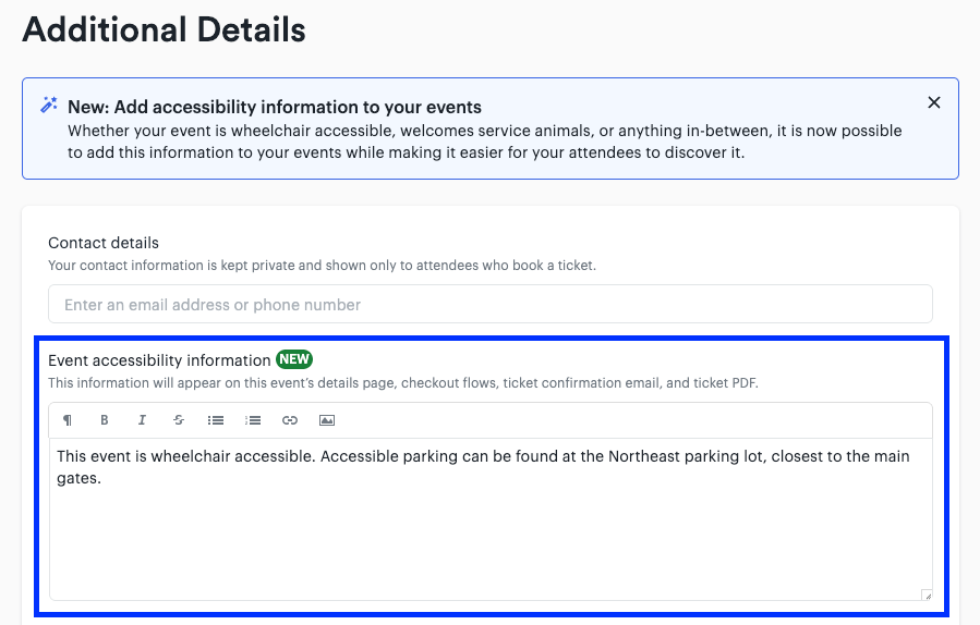 Add Accessibility Information to Your Event – Universe Help Center
